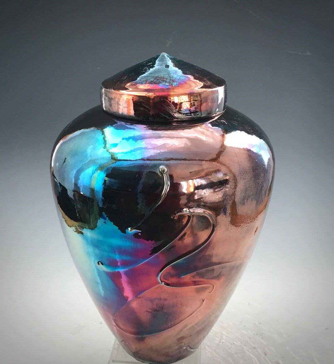 Handmade Cremation Urn for Ashes, Copper Raku Ceramics, Funeral Vessel ...