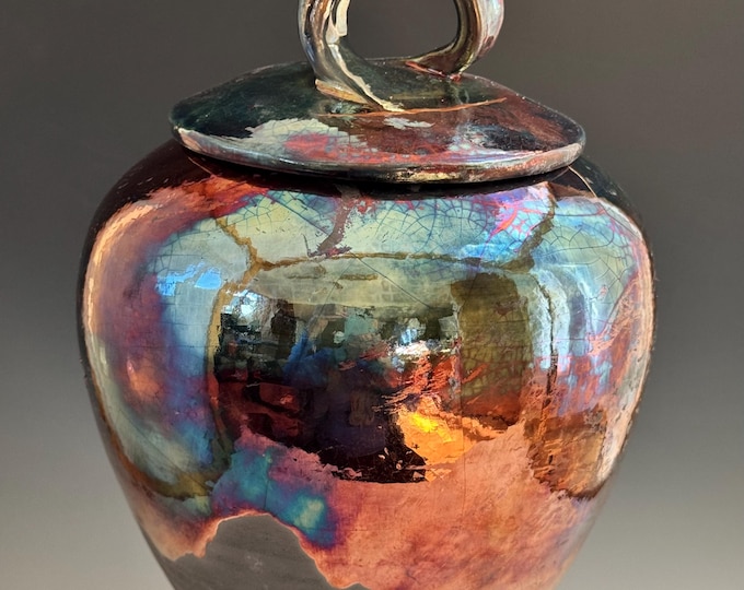 Handmade Cremation Urn for Ashes, Copper Raku Ceramics, Circle of Life ...