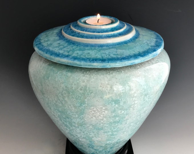 Extra Large Ceramic Cremation Urn for Human Ashes, Crystalline Pottery ...