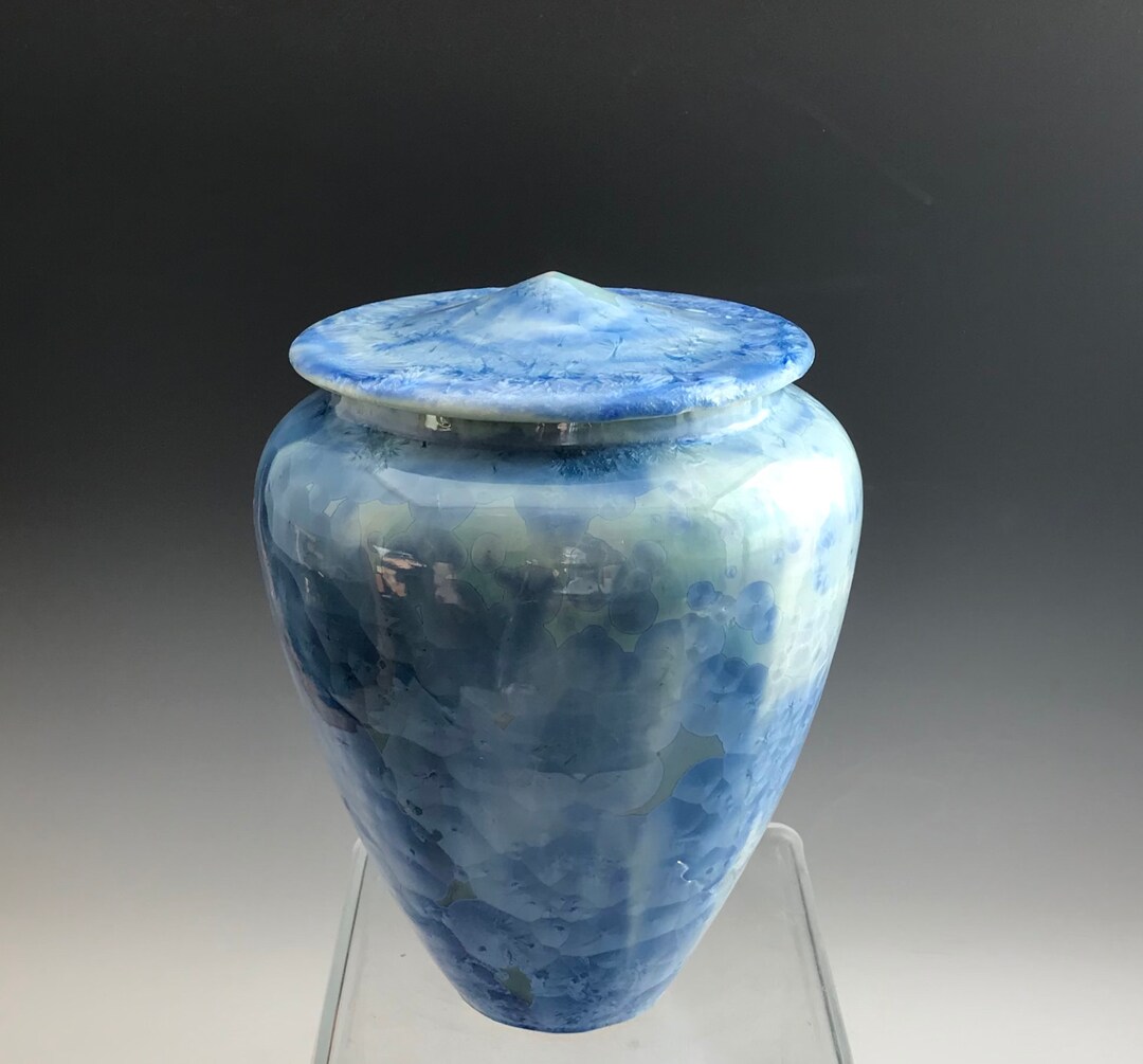 Modern Ceramic Cremation Urn for Ashes, Crystalline Funeral Pots, One ...