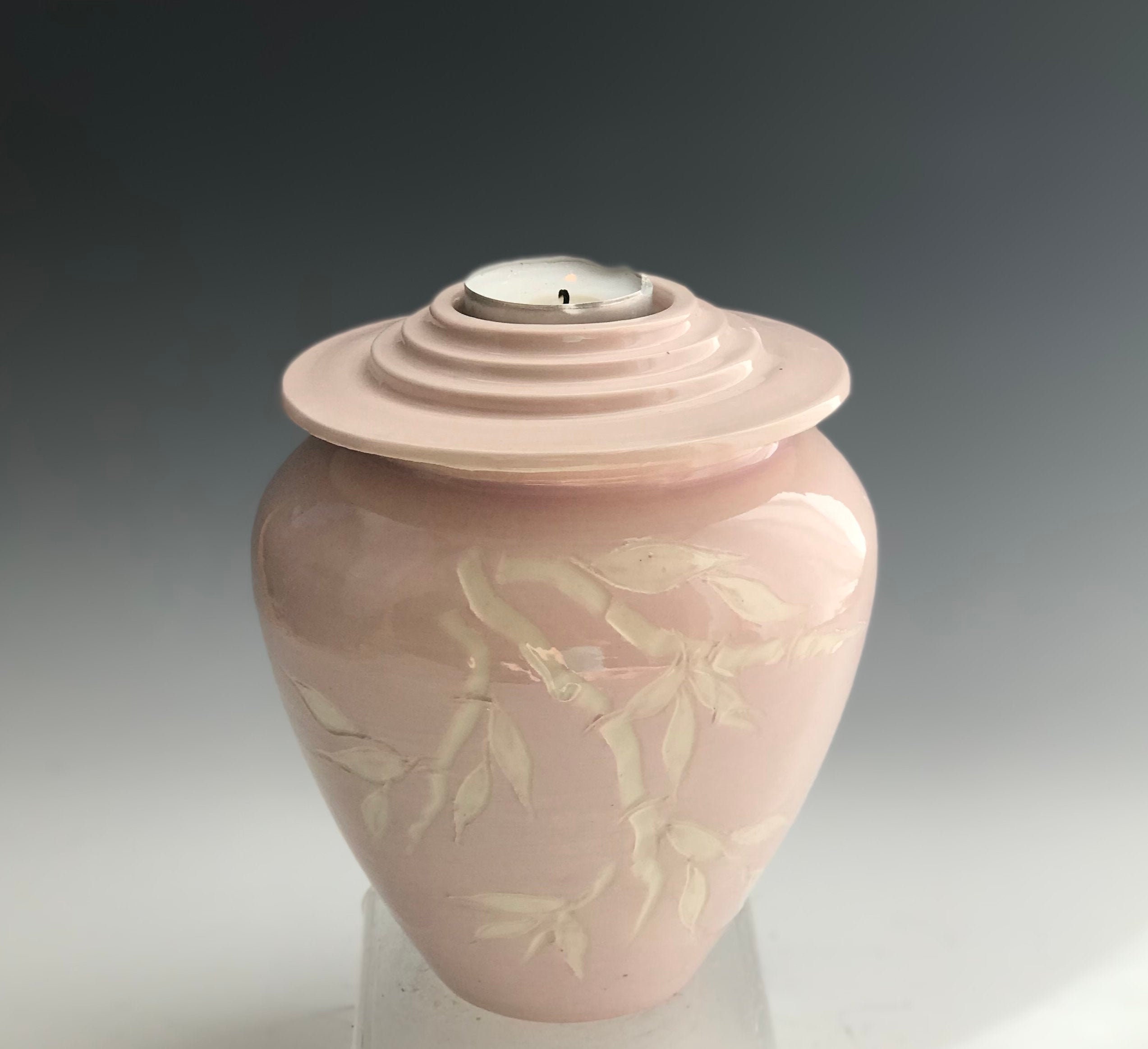 Ceramic Cremation Urn, Slip Carved Bamboo Vessel, Sacredurnsetc by ...