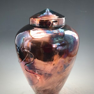 Handmade Cremation Urn for Ashes, Copper Raku Ceramics, Funeral Vessel ...