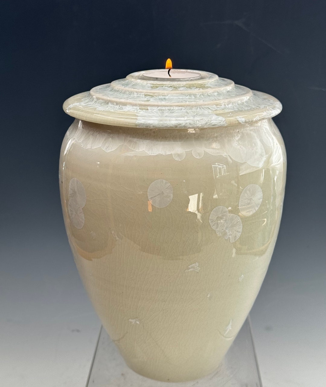 Handmade Crystalline Glaze Cremation Urn: Ceramic Celebration of Life ...