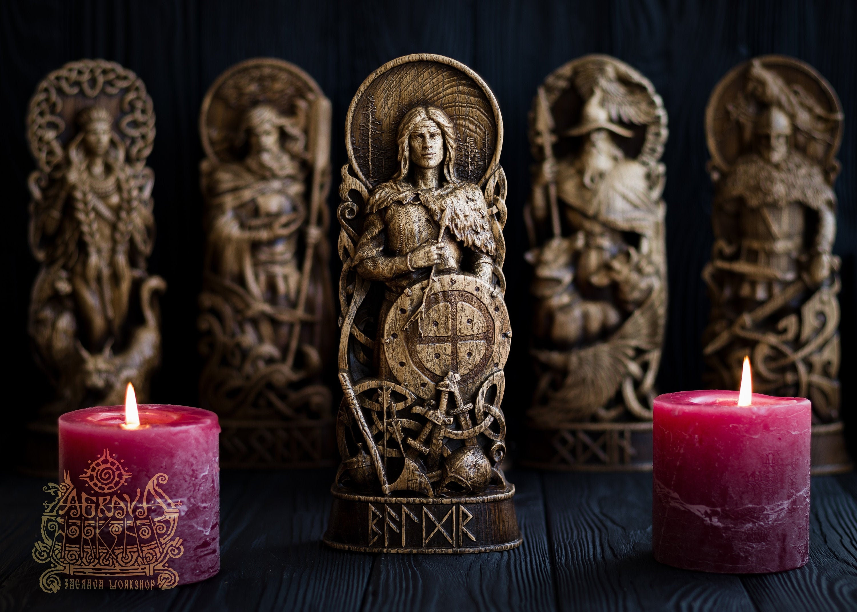 Baldr statue Norse pagan decor Wood carving sculpture | Etsy