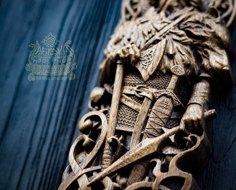 Vidar Statue Wood Sculpture Wood Carving | Etsy