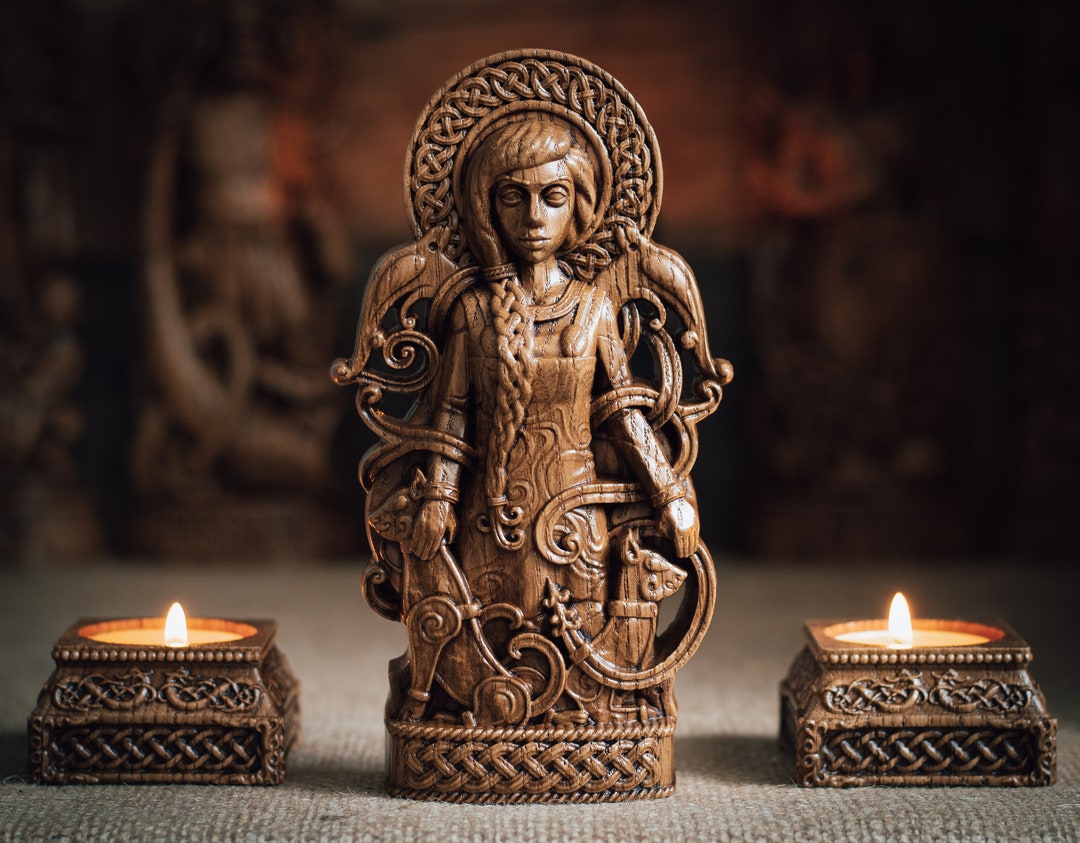 Freyja Statue, Freya, Vanadís, Norse Gods, Wood Carving Altar Heathen ...