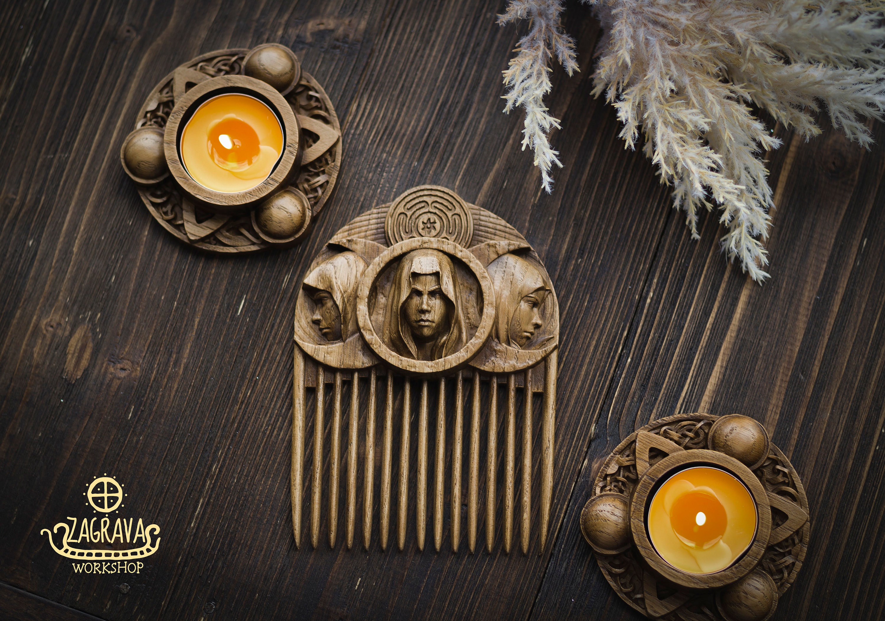 Hekate Hair Wooden Comb for Witch Hecate Goddess Witchcraft Female ...