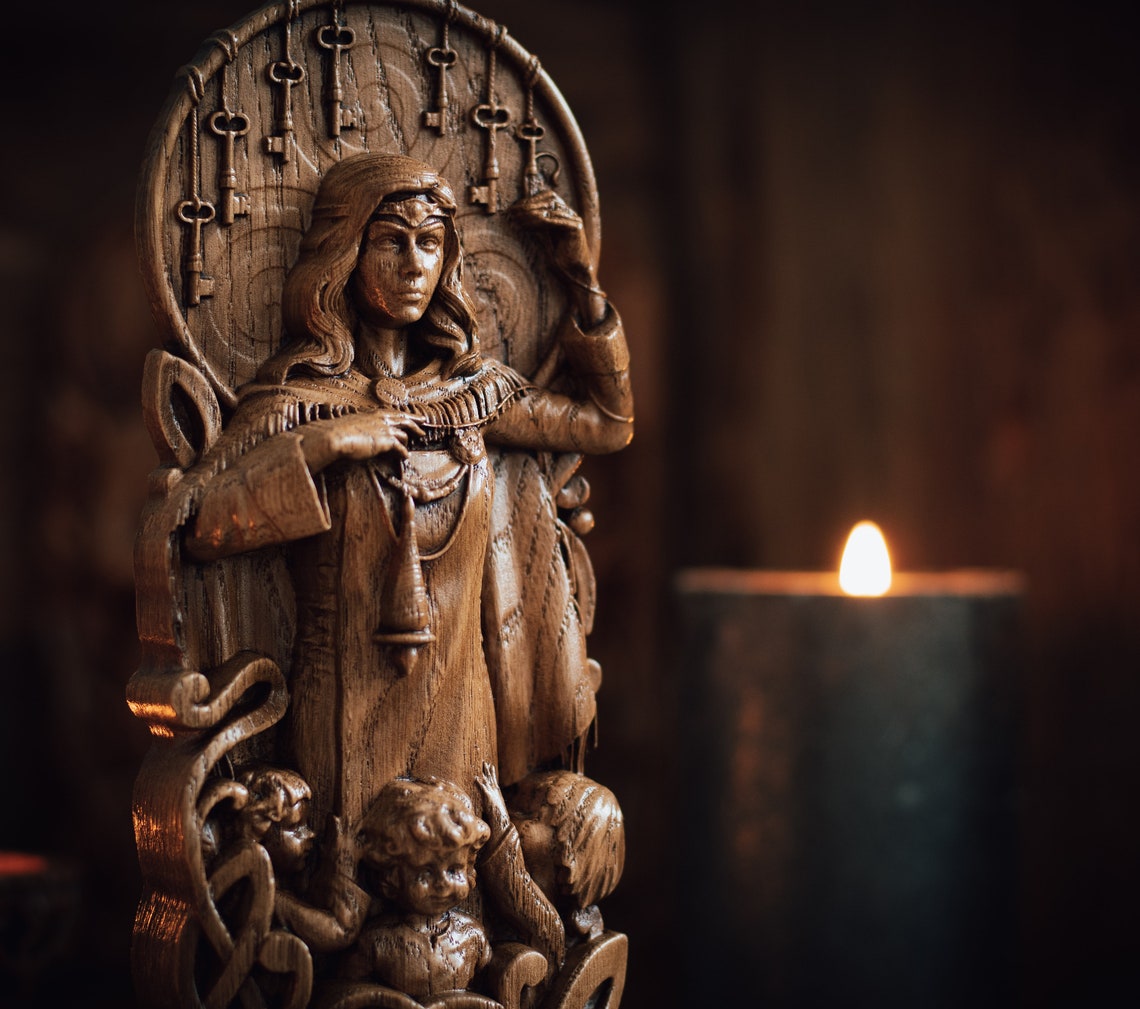Frigg Statue Friga Frigga Norse Gods Wood Carving Altar - Etsy