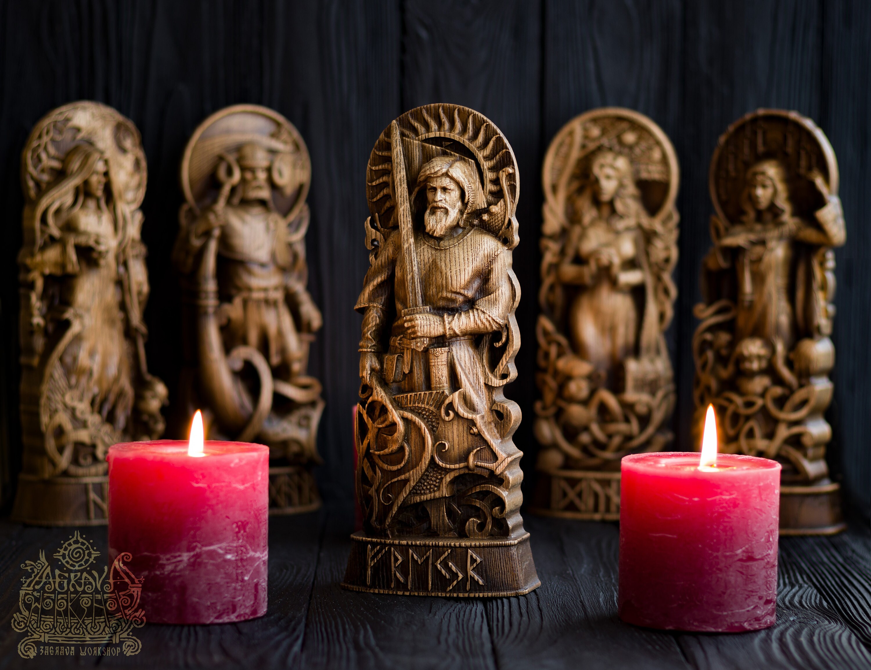 Freyr Statue Norse Gods Wood Carving Altar Heathen Asatru | Etsy