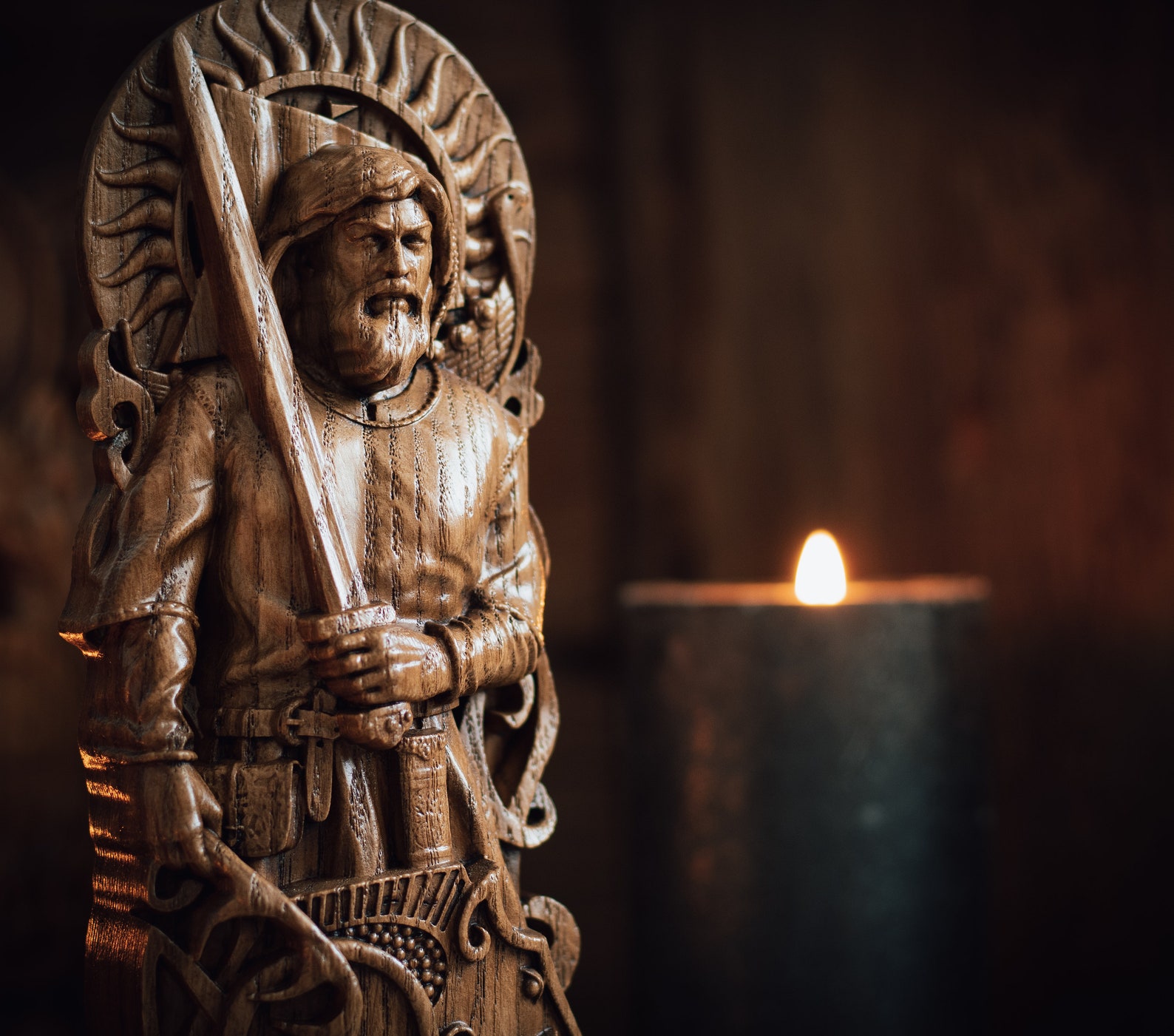Hand Carved Ash Wood Freyr Statue - Norse God Altar - Etsy