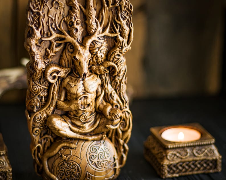 Cernunnos Cernun Wood Horned God Celtic God Altar Statue - Etsy UK