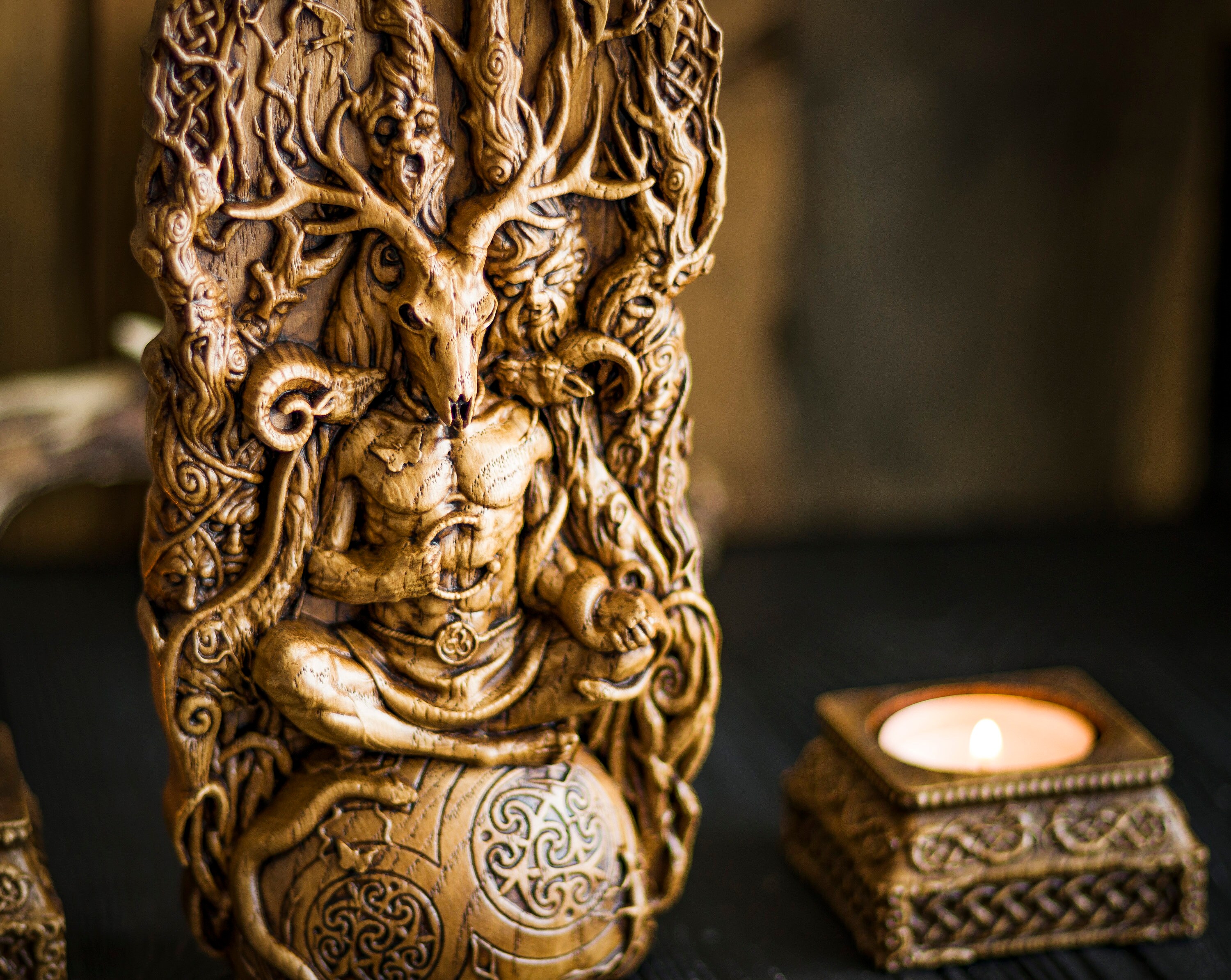 Cernunnos Cernun Wood Horned God Celtic God Altar Statue - Etsy Canada