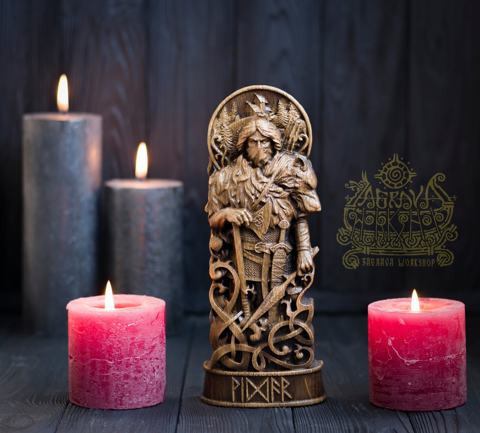 Vidar Statue Wood Sculpture Wood Carving | Etsy