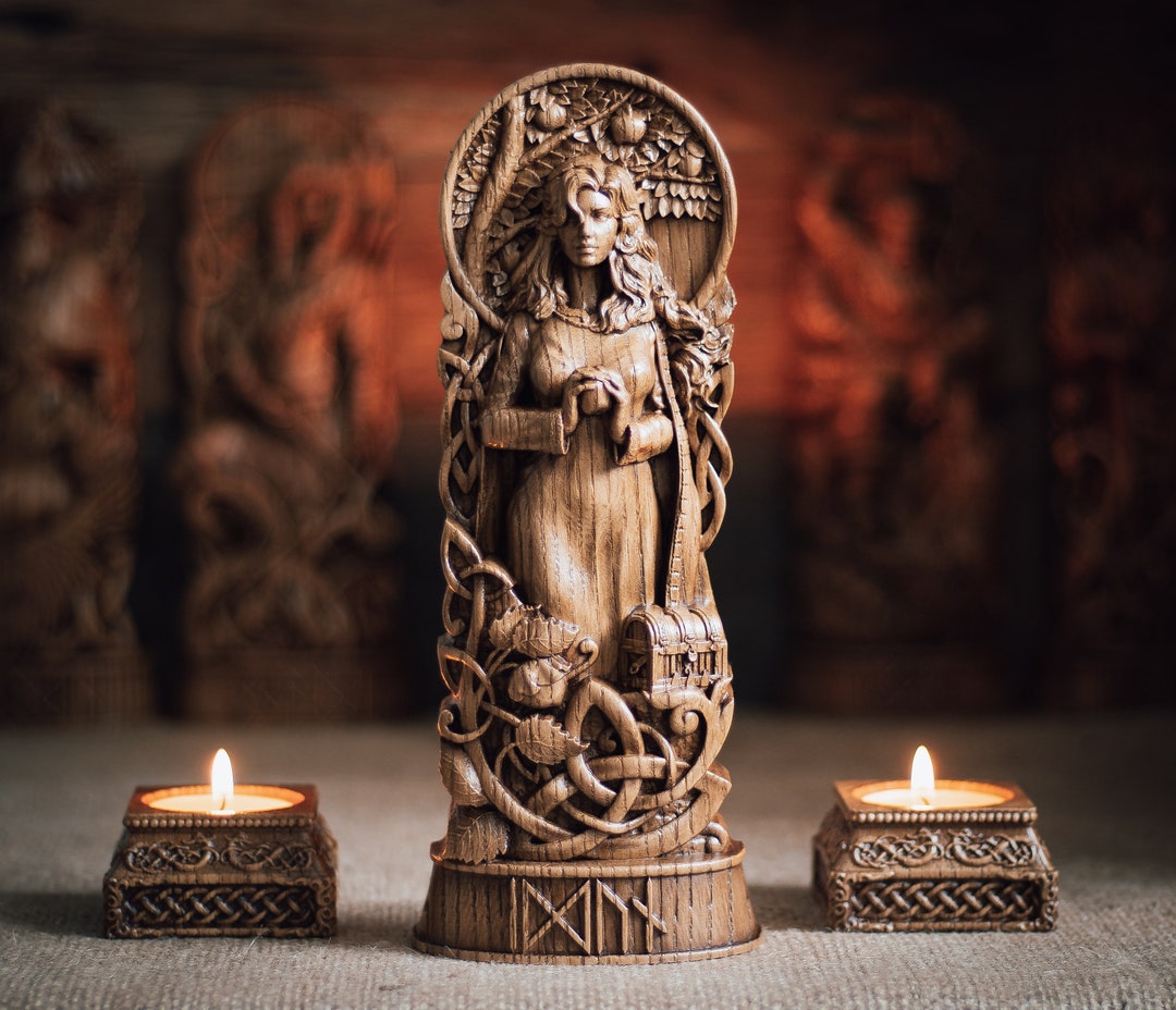 Idunn Statue, Iduna, Iðunn, Norse Gods, Wood Carving Altar Heathen ...