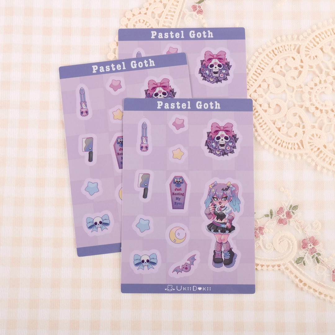 Pastel Goth Sticker Sheets – Cute, Creepy Aesthetic Stickers for ...