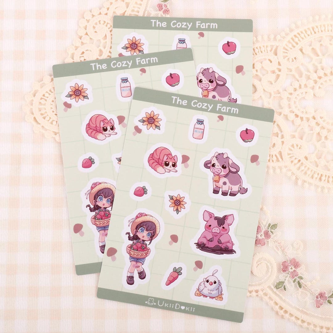 Cute Anime Farm Sticker Sheet – Adorable Farm Animals , Characters for ...