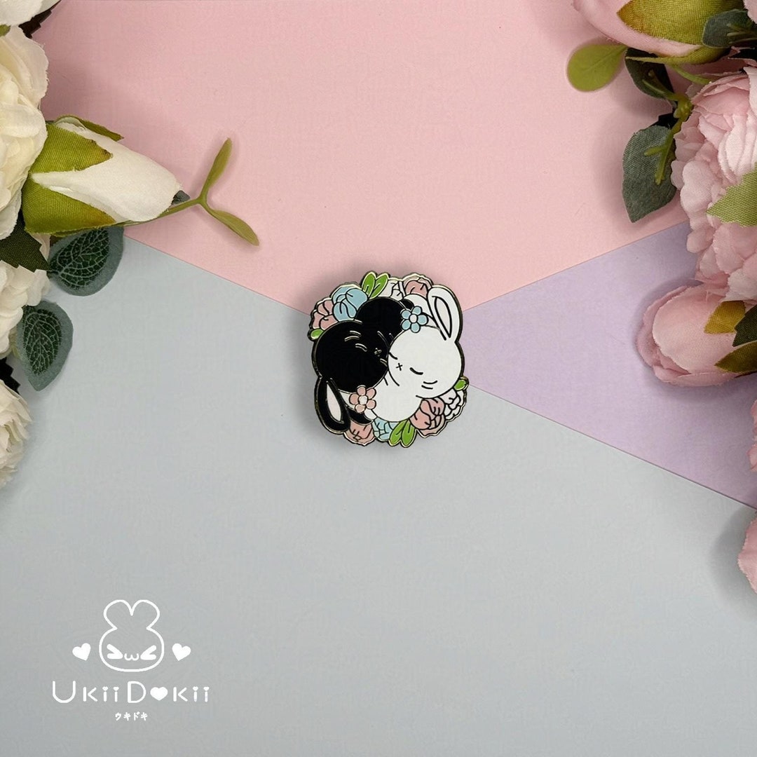 Yin Yang Bunny Enamel Pin Cute Bunny Pin for Balance and Harmony Kawaii ...