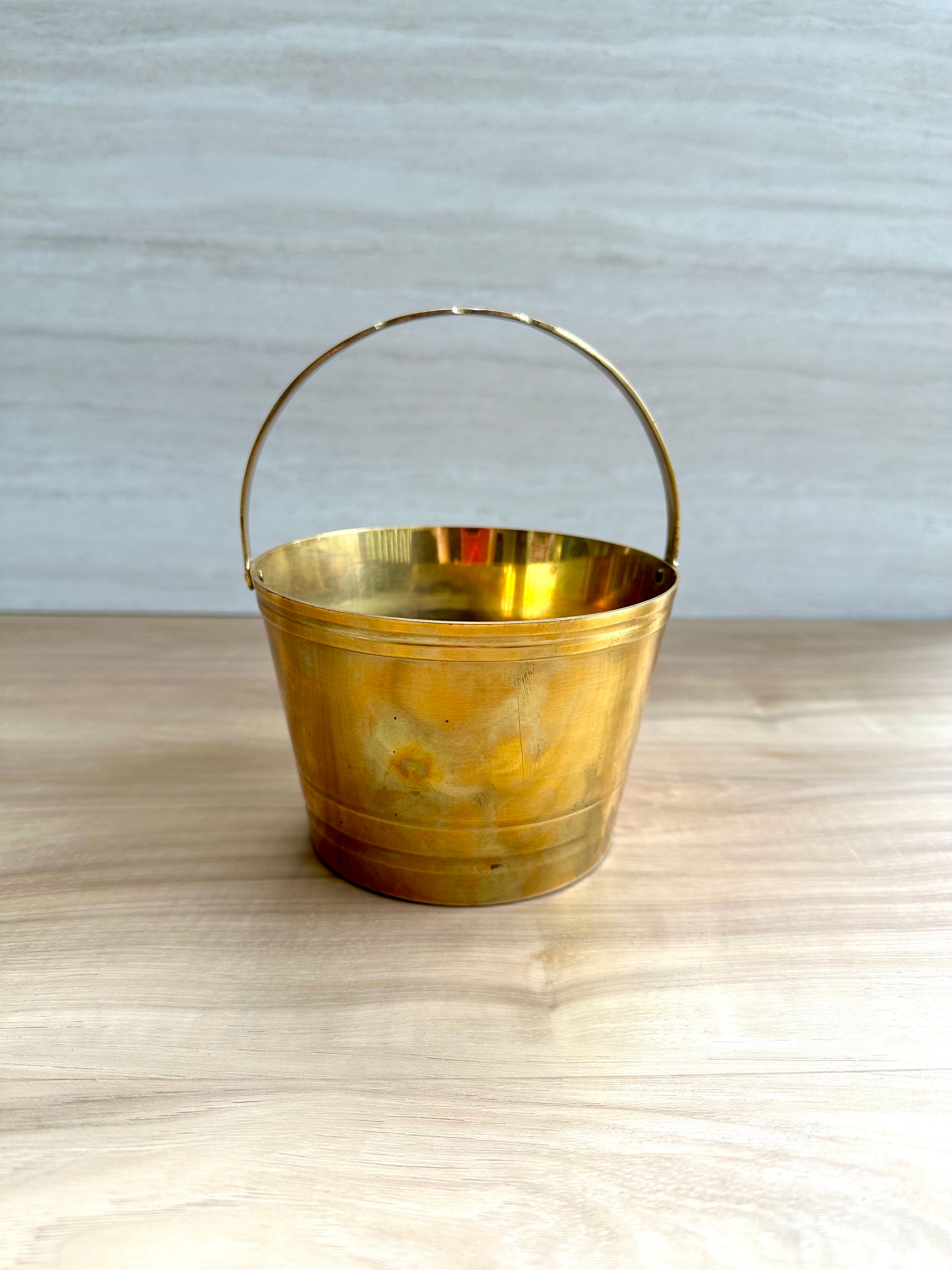 Small Heavy Brass Bucket Pail With Moving Handle Made in India Basket ...