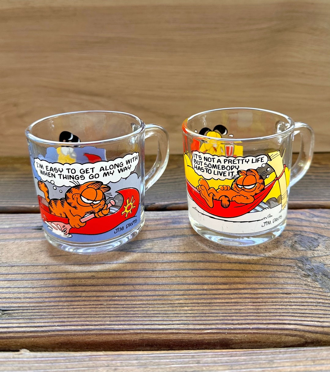 Vintage 1987 Garfield Mcdonald’s Mugs | Set of 2 Jim Davis Glasses ...