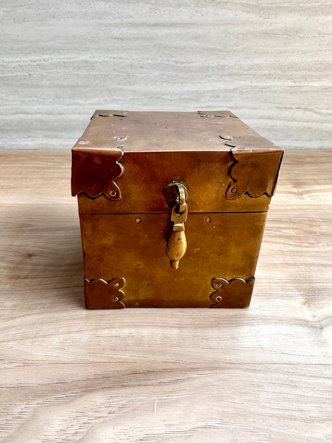 Vintage 4" X 4" Brass Hinged Cubed Box - Decorative Storage - Etsy