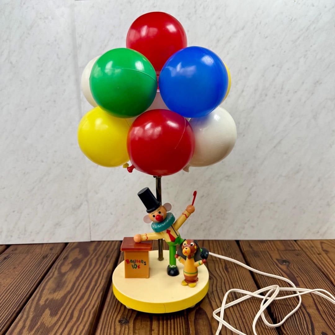 Vintage 1970's Dolly Toy's Clown Balloon Vendor With Dog Nursery Lamp ...