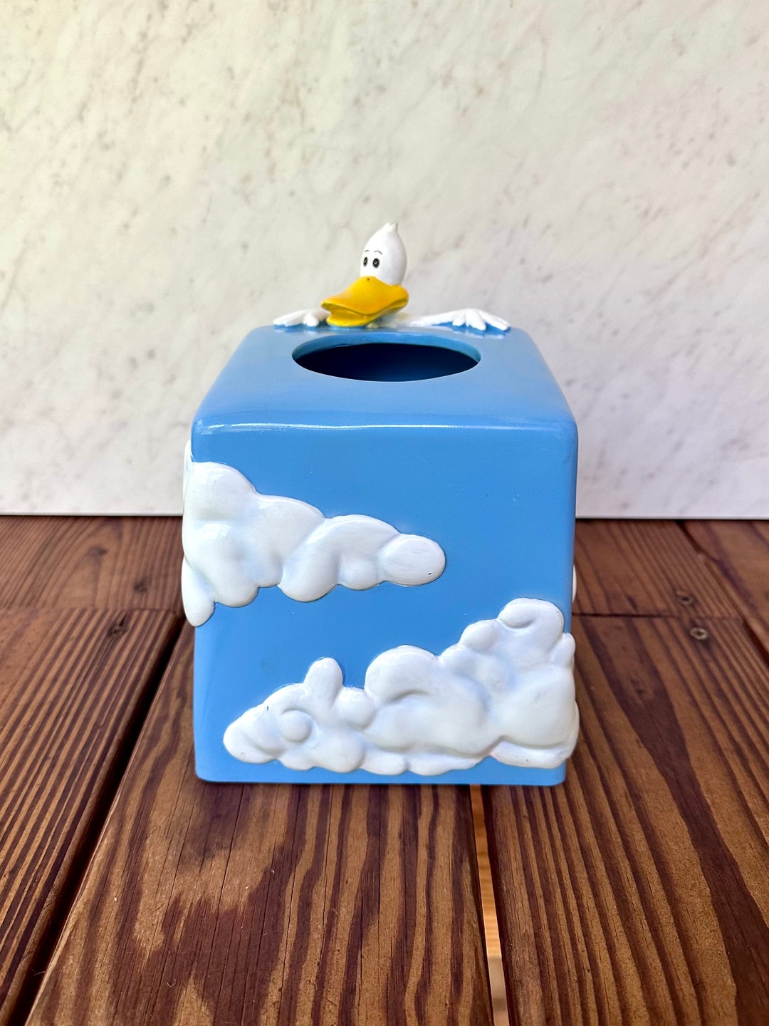 Rare Vintage Sitting Ducks Tissue Box Cover - Blue Clouds Duck Decor ...