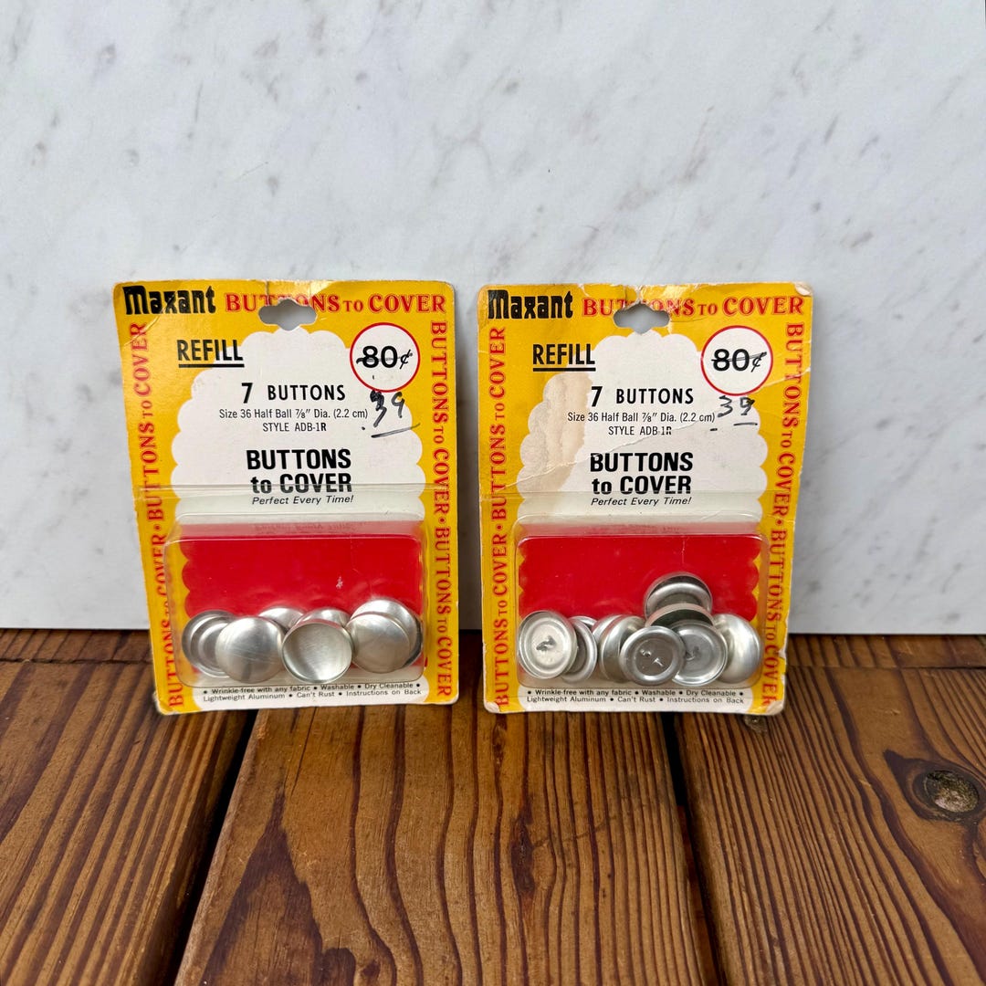 Vintage Maxant Buttons to Cover Refill Pack, Size 36 (7/8”), Sewing ...