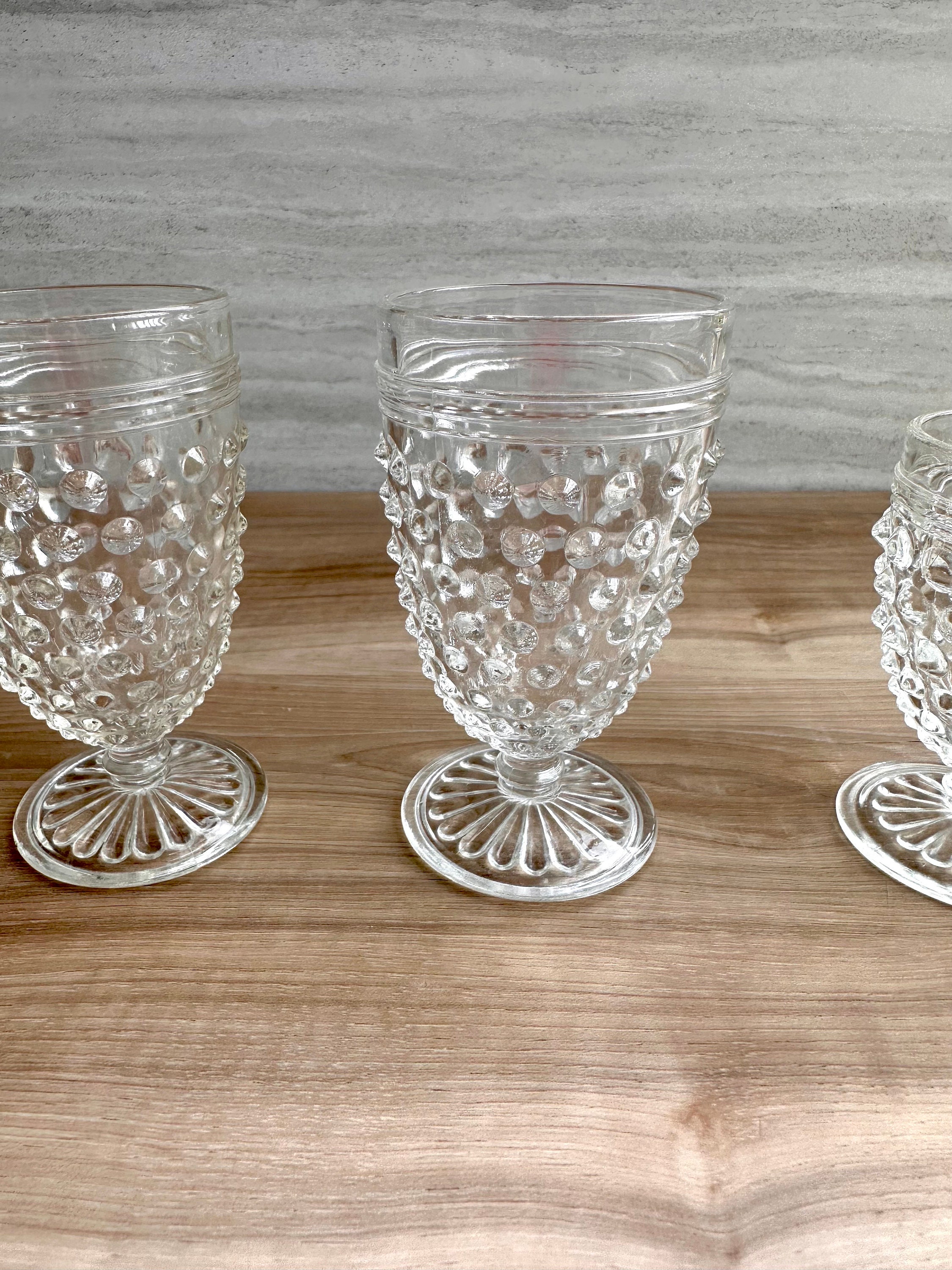 Hobnail Clear Footed Juice Wine Glasses Anchor Hocking Vintage 1930's ...