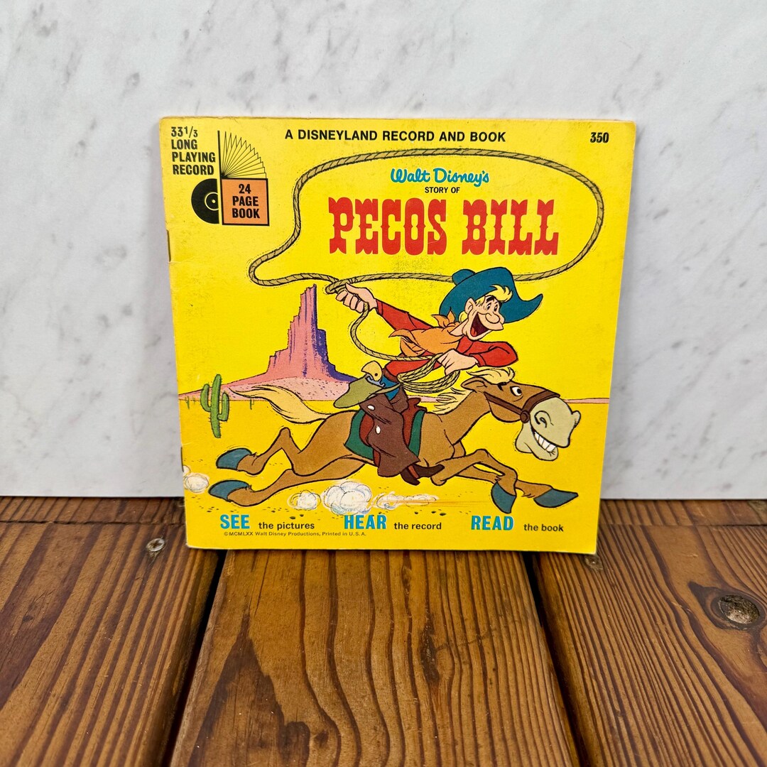 Vintage Walt Disney Pecos Bill Record and Book 33 RPM - Read Along ...