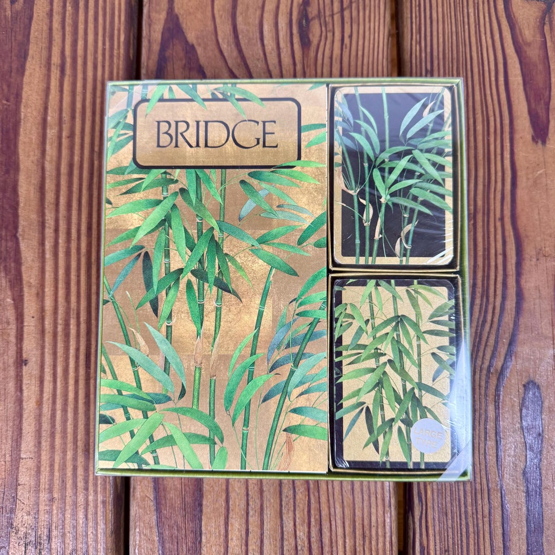 Caspari Bamboo Trees Bridge Card Set – Jumbo Cards, 2 Decks + Score Pad ...