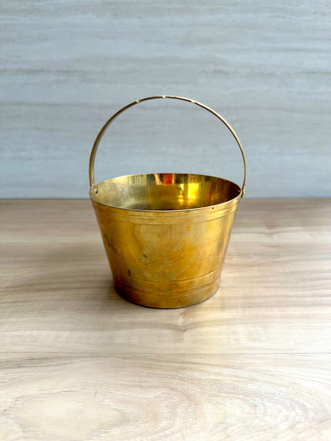 Small Heavy Brass Bucket Pail With Moving Handle Made in India Basket ...