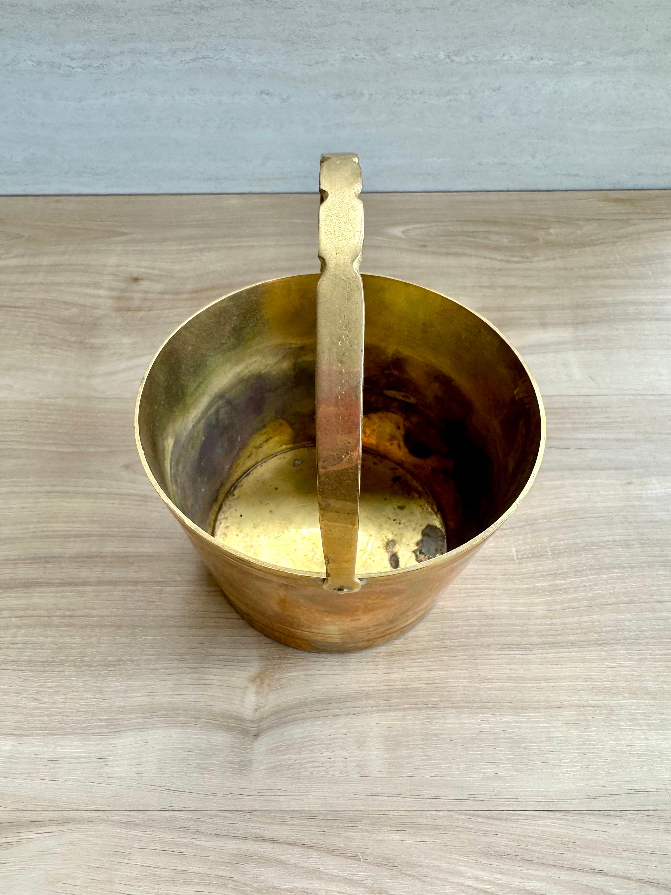 Small Heavy Brass Bucket Pail With Moving Handle Made in India Basket ...