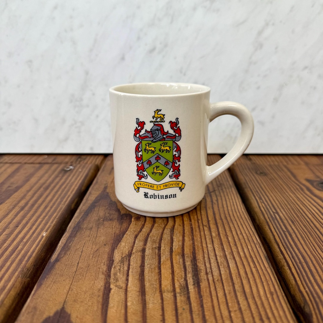 Vintage Robinson Coat of Arms Family Crest Emblem Logo Ceramic Coffee ...