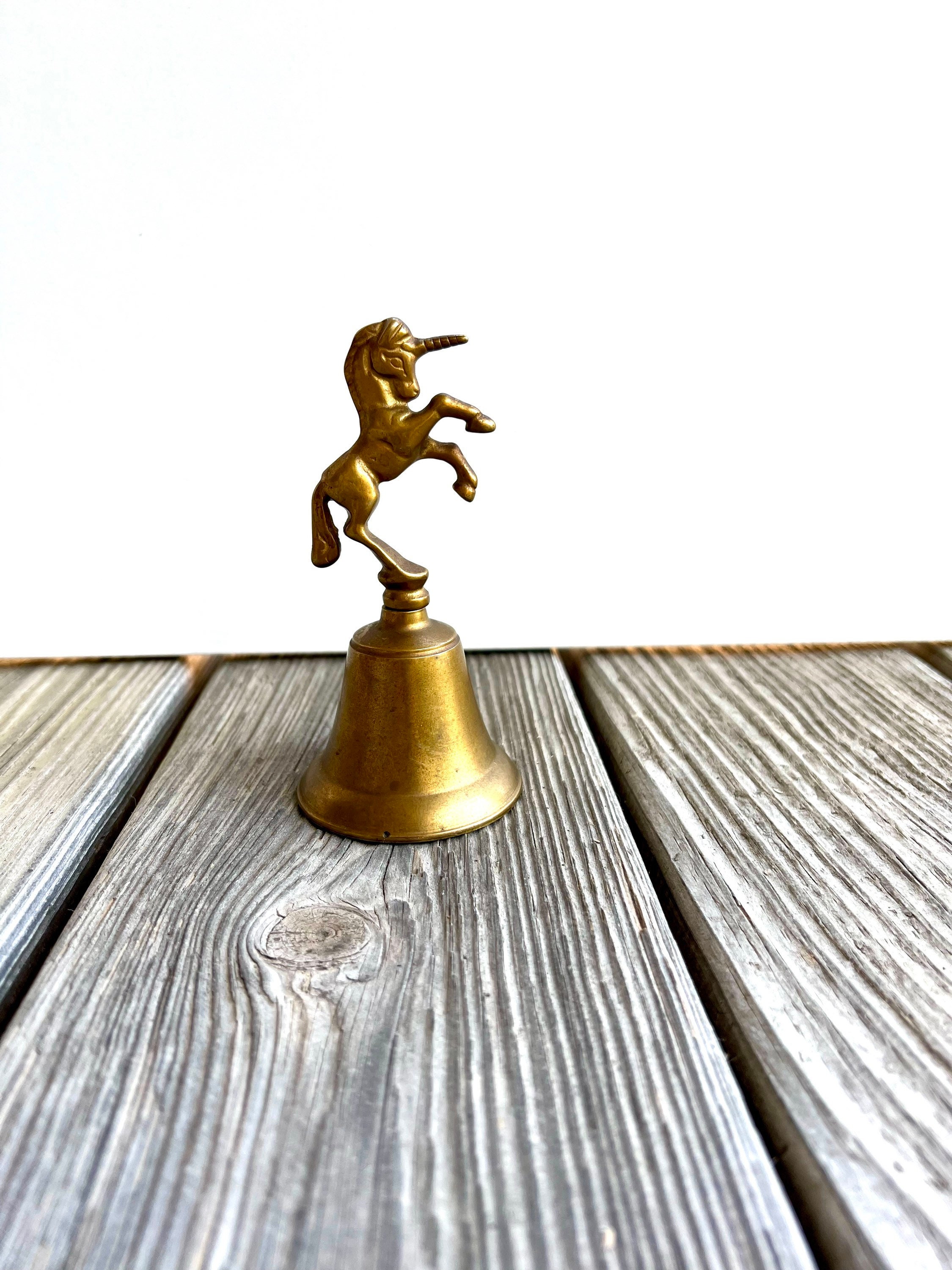Vintage Solid Brass Unicorn Bell - Etsy