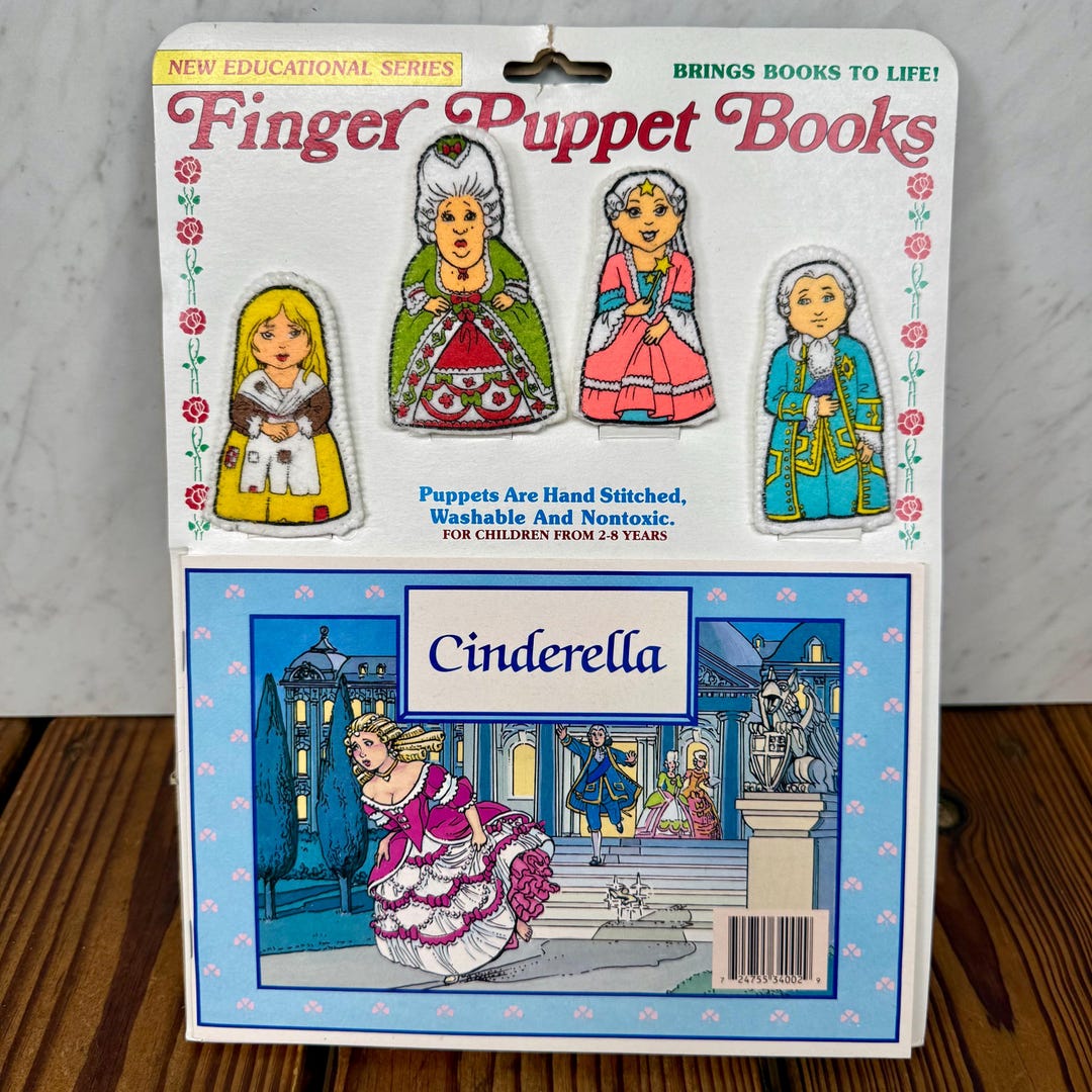 Vintage Cinderella Finger Puppet Book Set 1991 Unused Original ...