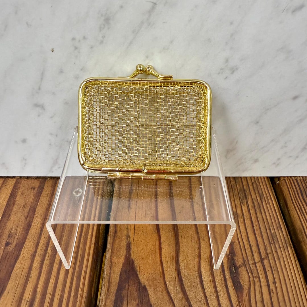Vintage Gold Mesh Mini Trinket Box – Hinged Pill Case Ring Holder ...