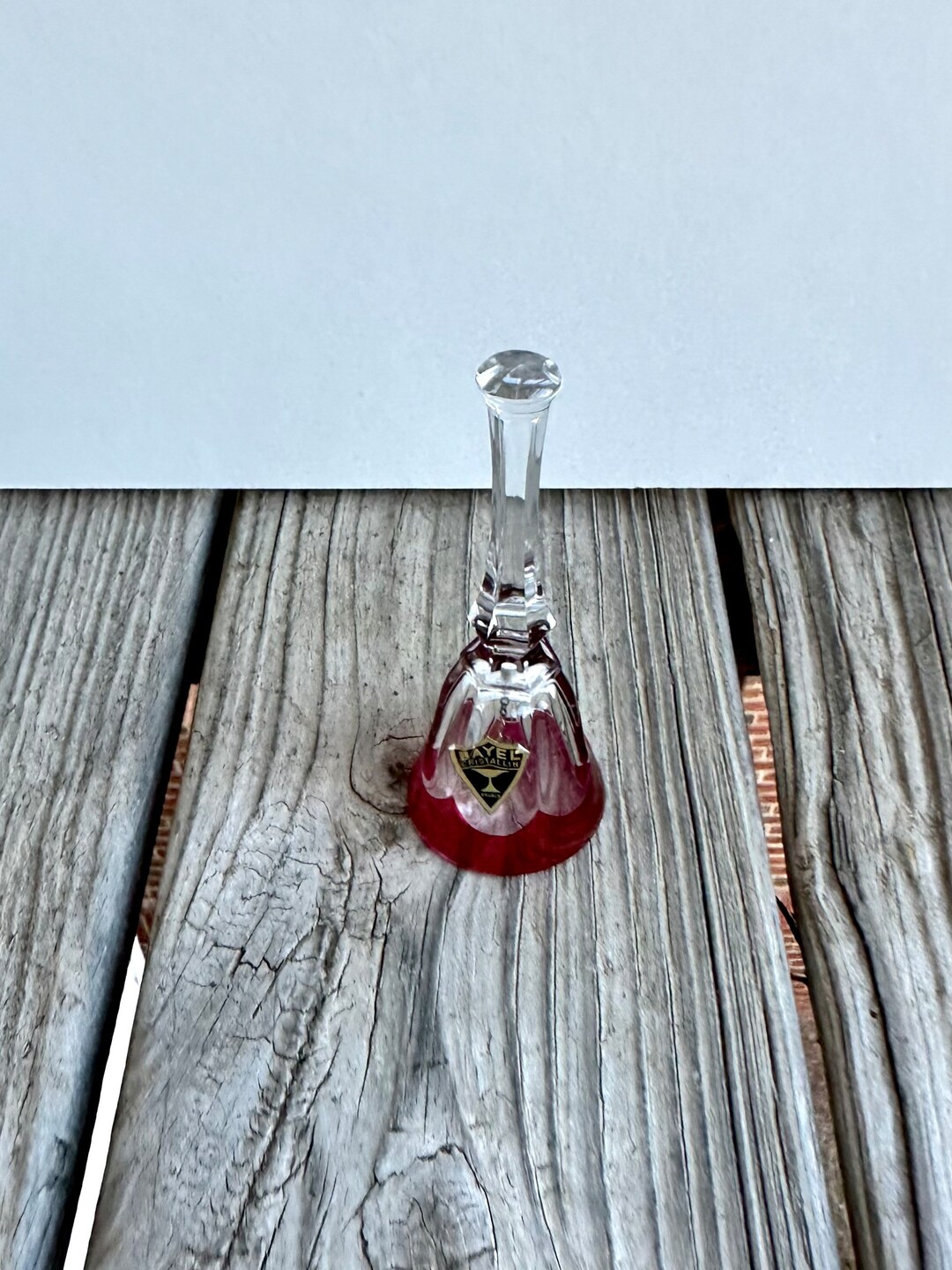 Vintage Bayel Cristallin Crystal Bell Ruby Flash Golden Crown E&R Made ...