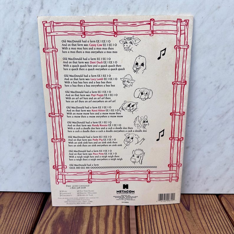 Vintage 1994 Old Macdonald's Coloring Book: Farm Animal Songs, Lyrics ...