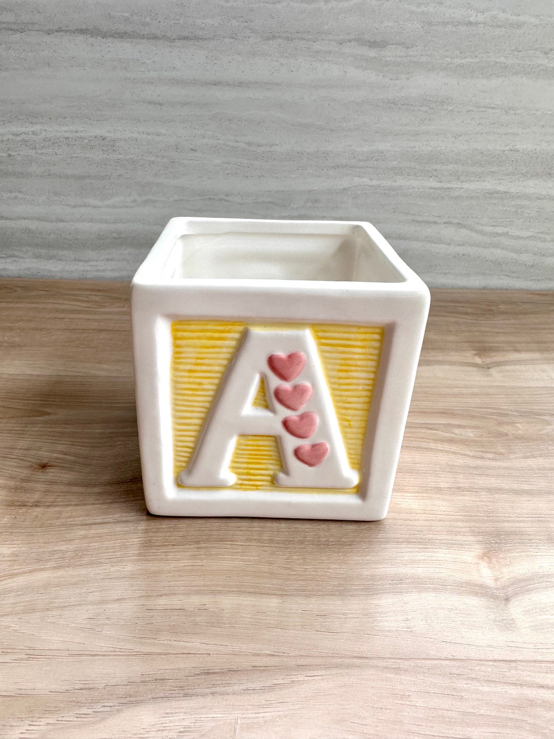 Ceramic Baby Block Planter Vintage Napco Duck Teddy Bear Alphabet A B ...