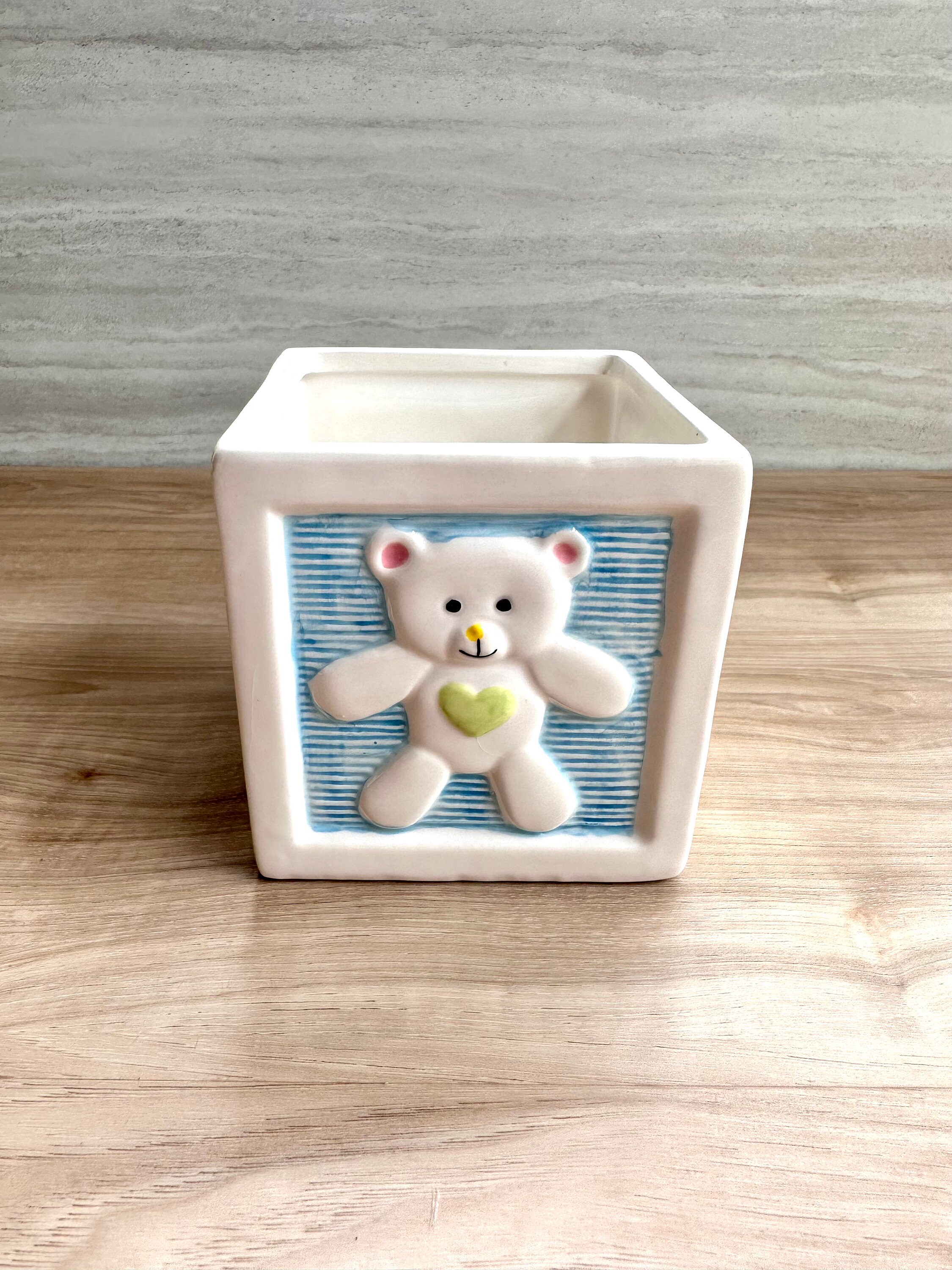 Ceramic Baby Block Planter Vintage Napco Duck Teddy Bear Alphabet A B ...