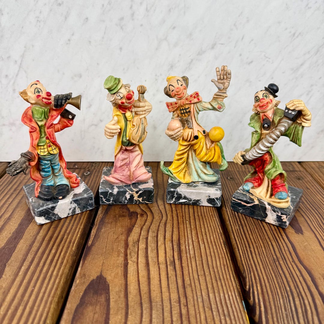 Vintage Italian Clown Figurines Set of 4 – Hand-painted Circus ...