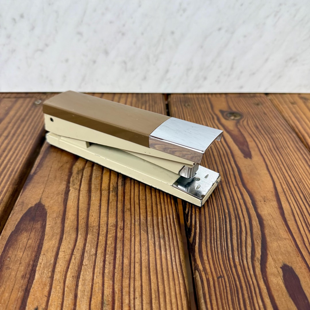 Vintage ACCO 20 Stapler: Mid-century Brown & Chrome Metal Desk ...
