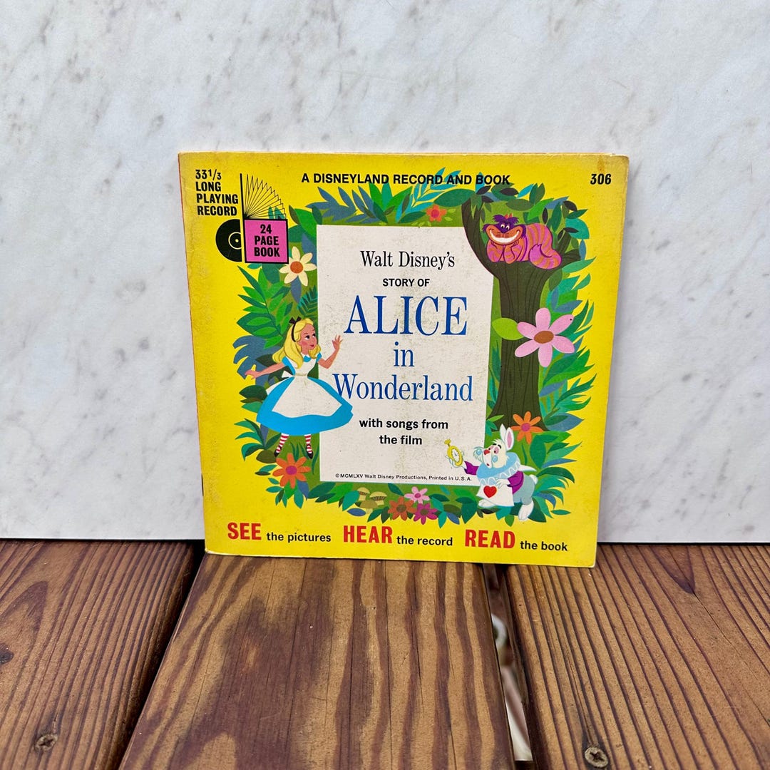Vintage 1965 Alice in Wonderland Record and Book 33 1/3 With Songs Walt ...