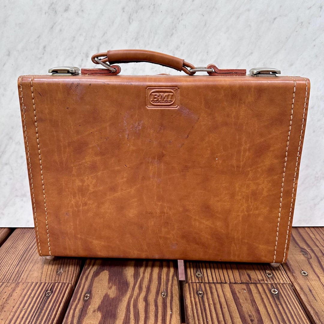 Vintage 1980's BMI Tan Leather Cassette Suitcase Music Keys Included ...