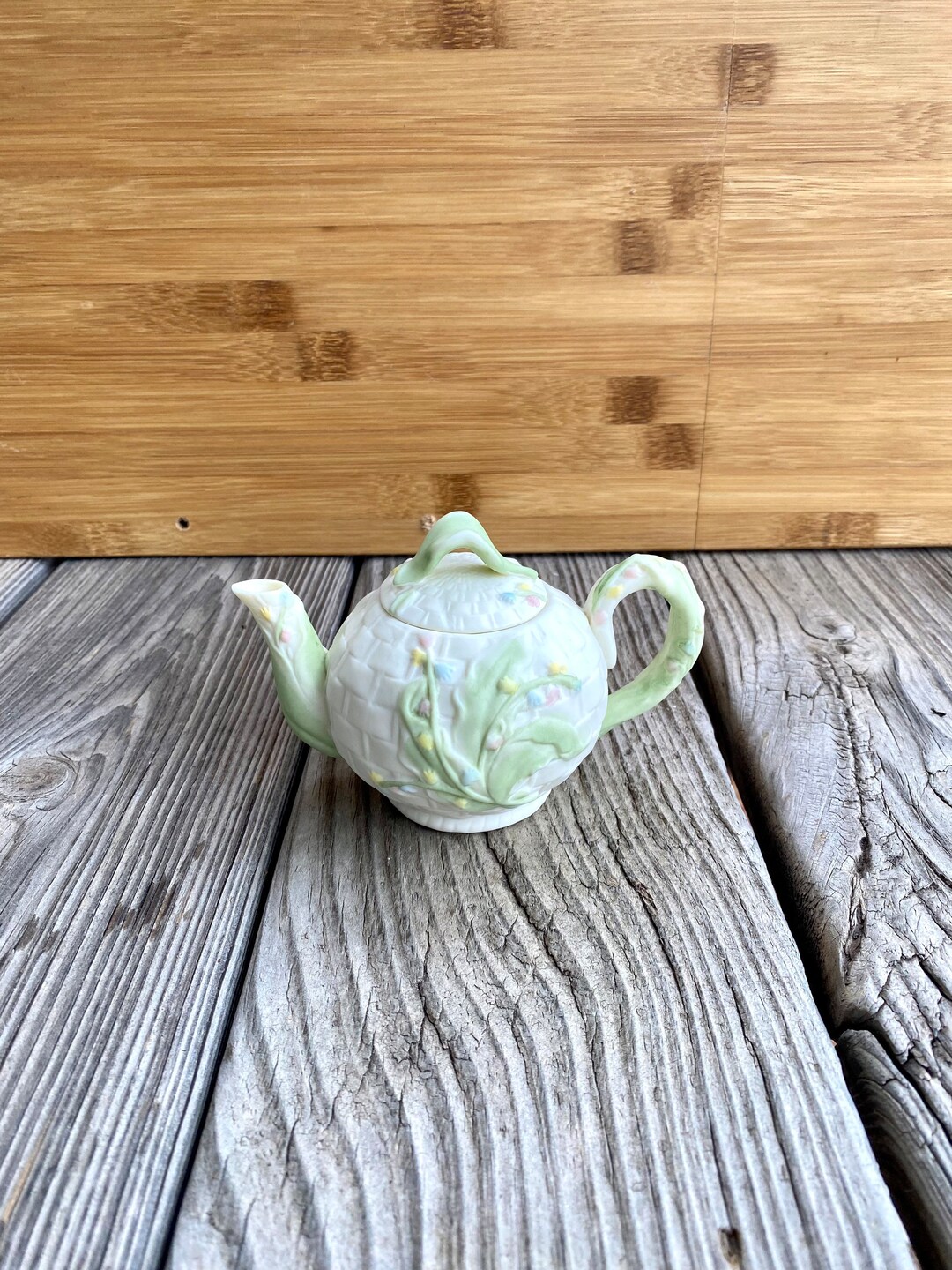 Vintage Mini Teapot Porcelain Bisque With Basket Weave Design - Lily of ...
