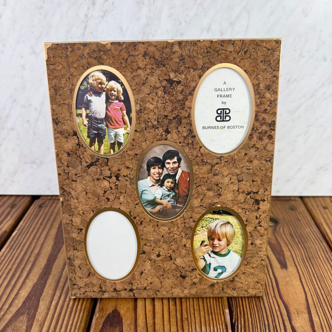 Vintage Burnes of Boston Photo Frame | 5-oval Cork Gallery Wall Decor ...