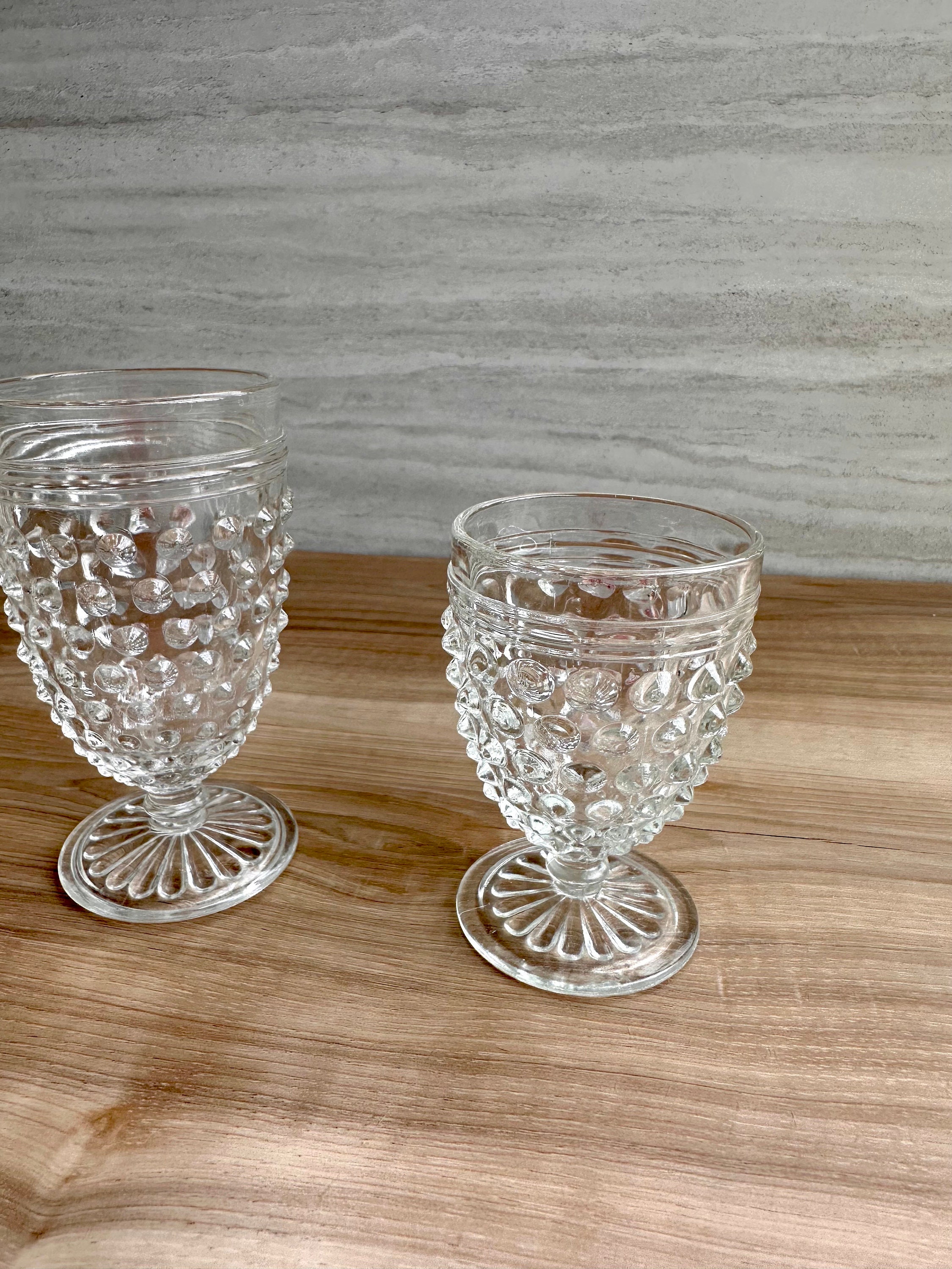 Hobnail Clear Footed Juice Wine Glasses Anchor Hocking Vintage 1930's ...