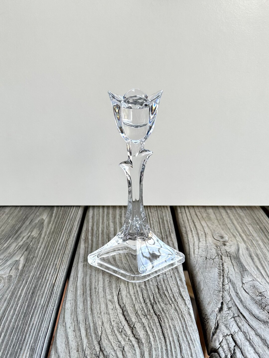 Vintage Toscany 8 Crystal Glass Tulip Flower Taper Candlestick Holder ...