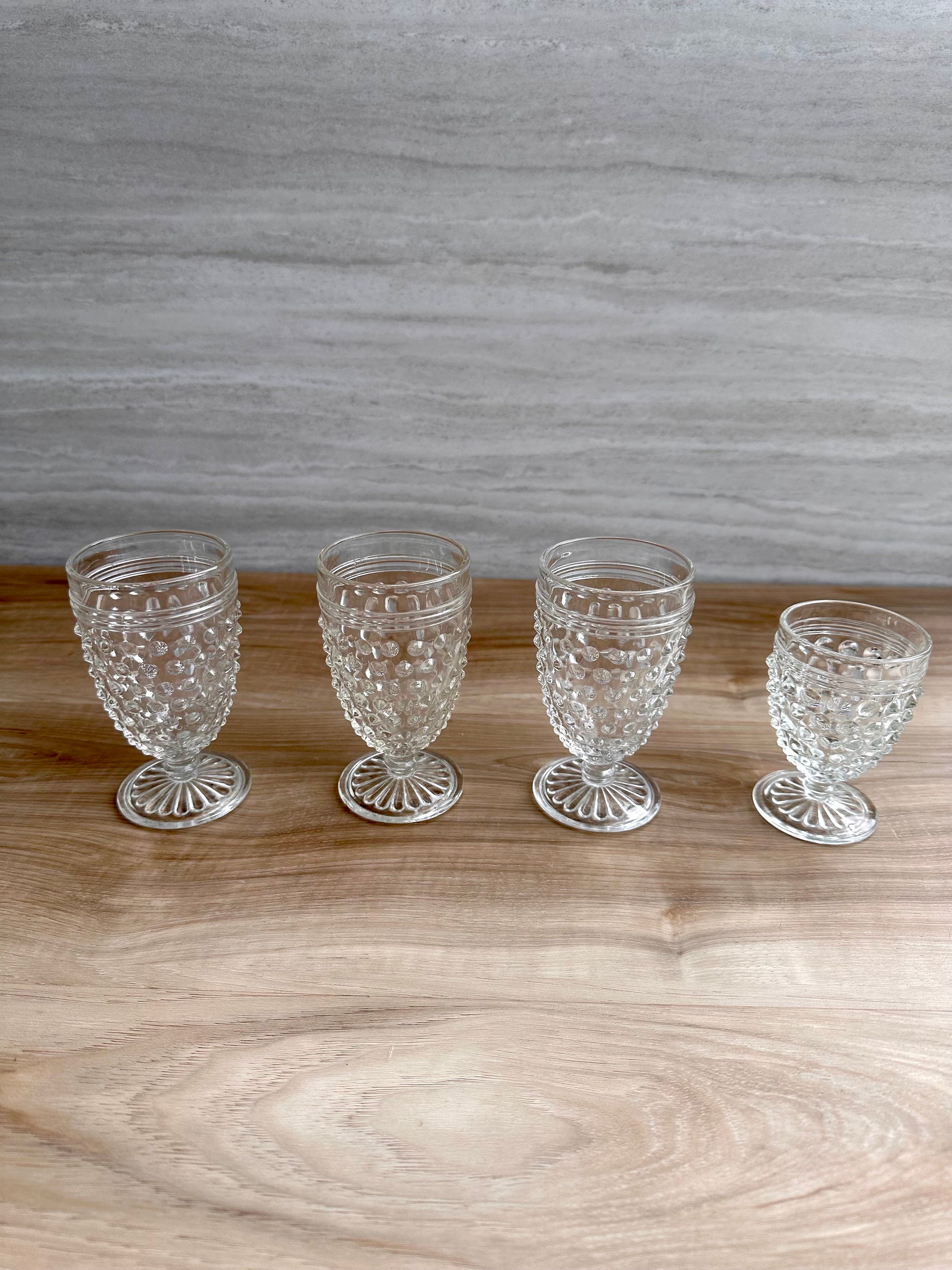 Hobnail Clear Footed Juice Wine Glasses Anchor Hocking Vintage 1930's ...
