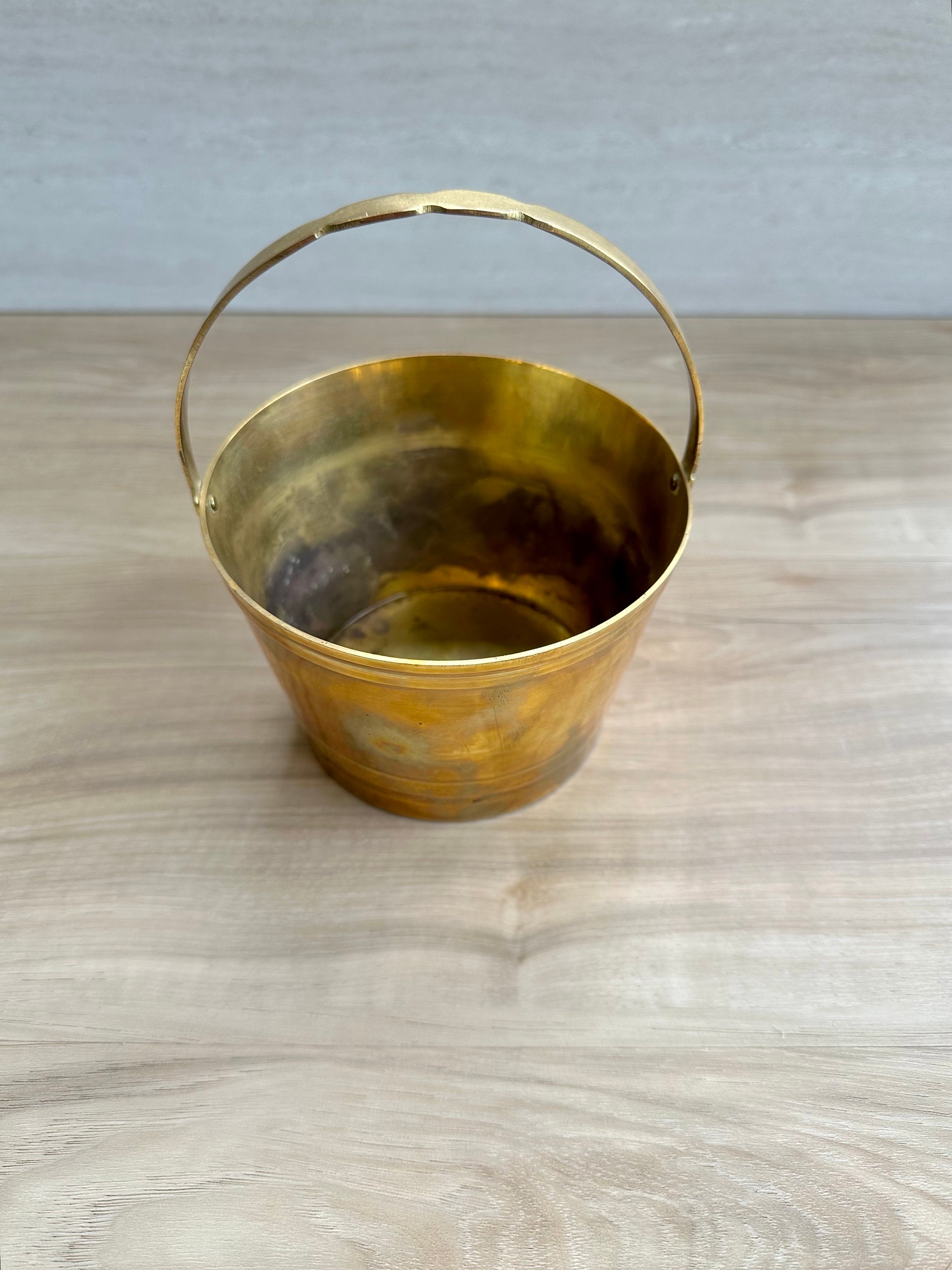 Small Heavy Brass Bucket Pail With Moving Handle Made in India Basket ...
